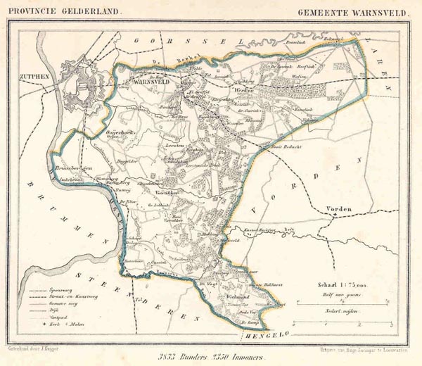 Kuyper gemeentekaart Gemeente Warnsveld (1866ca)