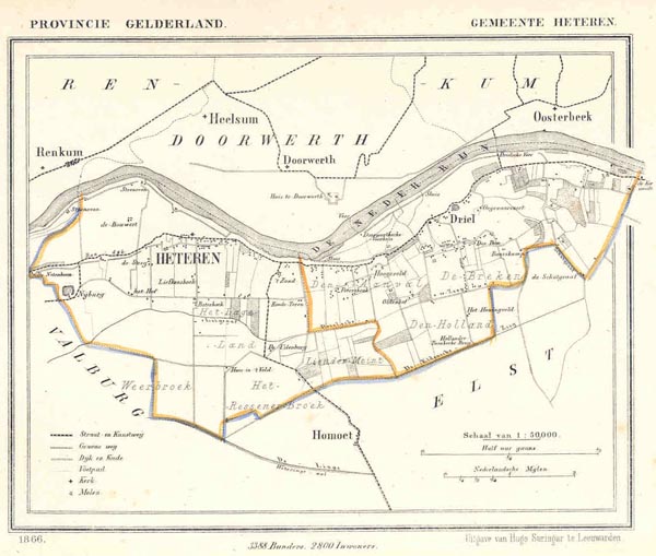 Kuyper gemeentekaart Gemeente Heteren (1866)