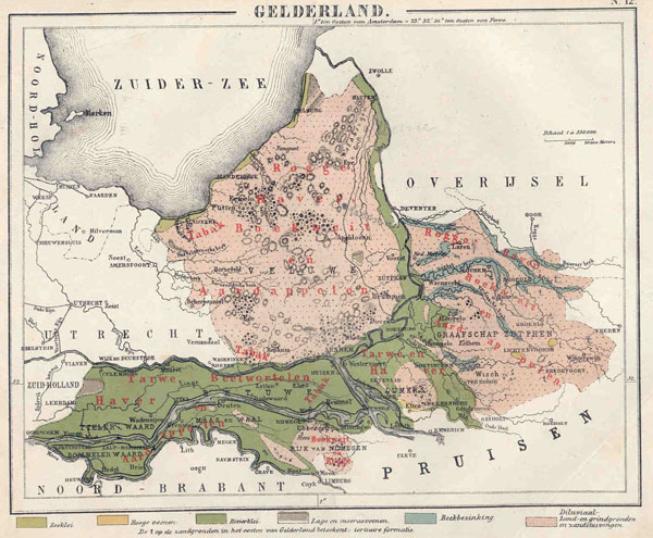 Gelderland, een antieke kaart van Gelderland door N.W. Posthumus en Dr ... Gelderland, een antieke kaart van Gelderland door N.W. Posthumus en Dr ...