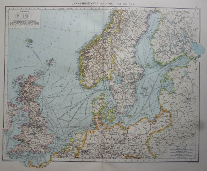 Verkehrskarte des Nord- und Ostsee, een antieke kaart door Richard ...